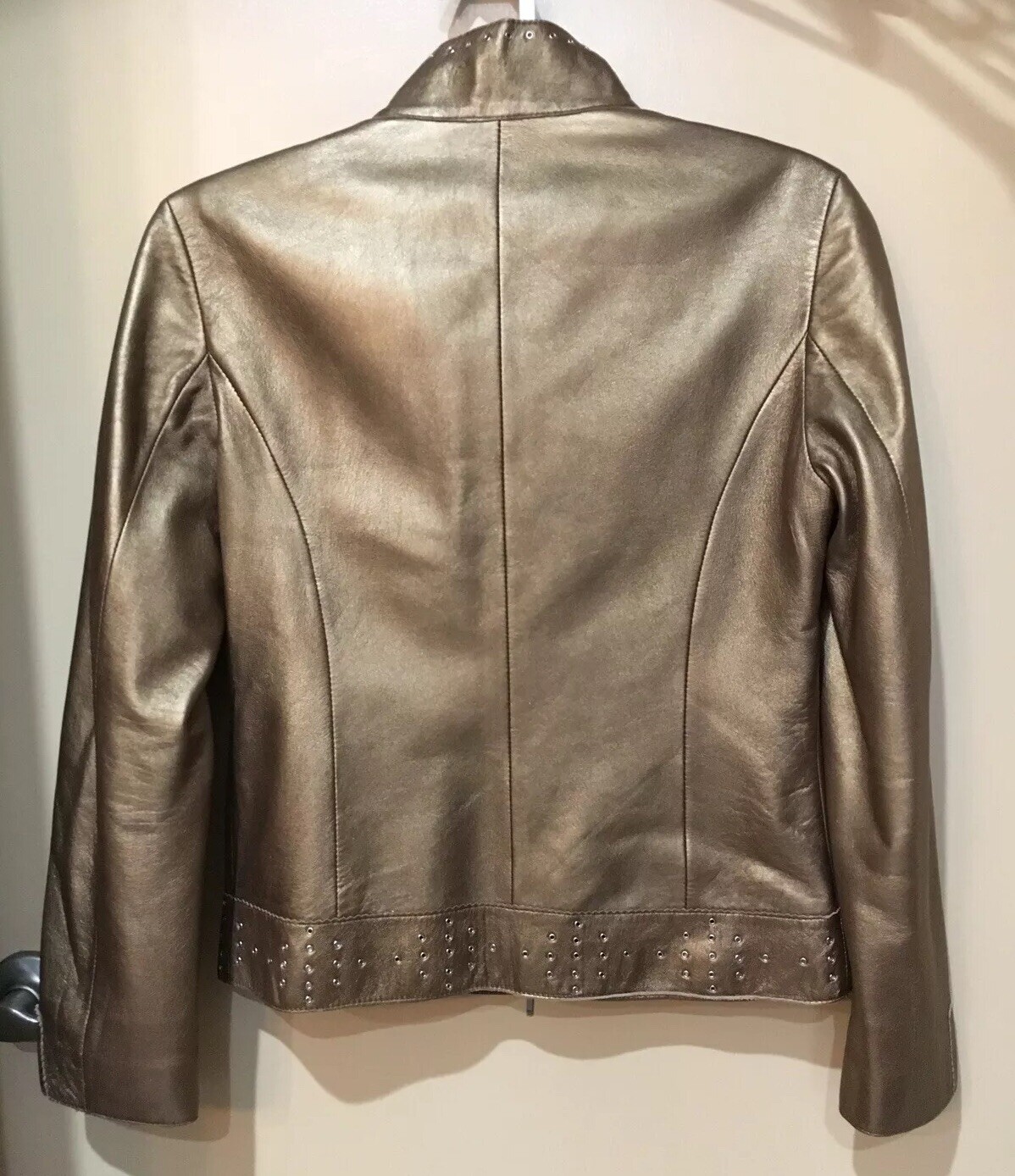Nicola Berti Italian Leather Bronze Jacket Size S Sma… - Gem