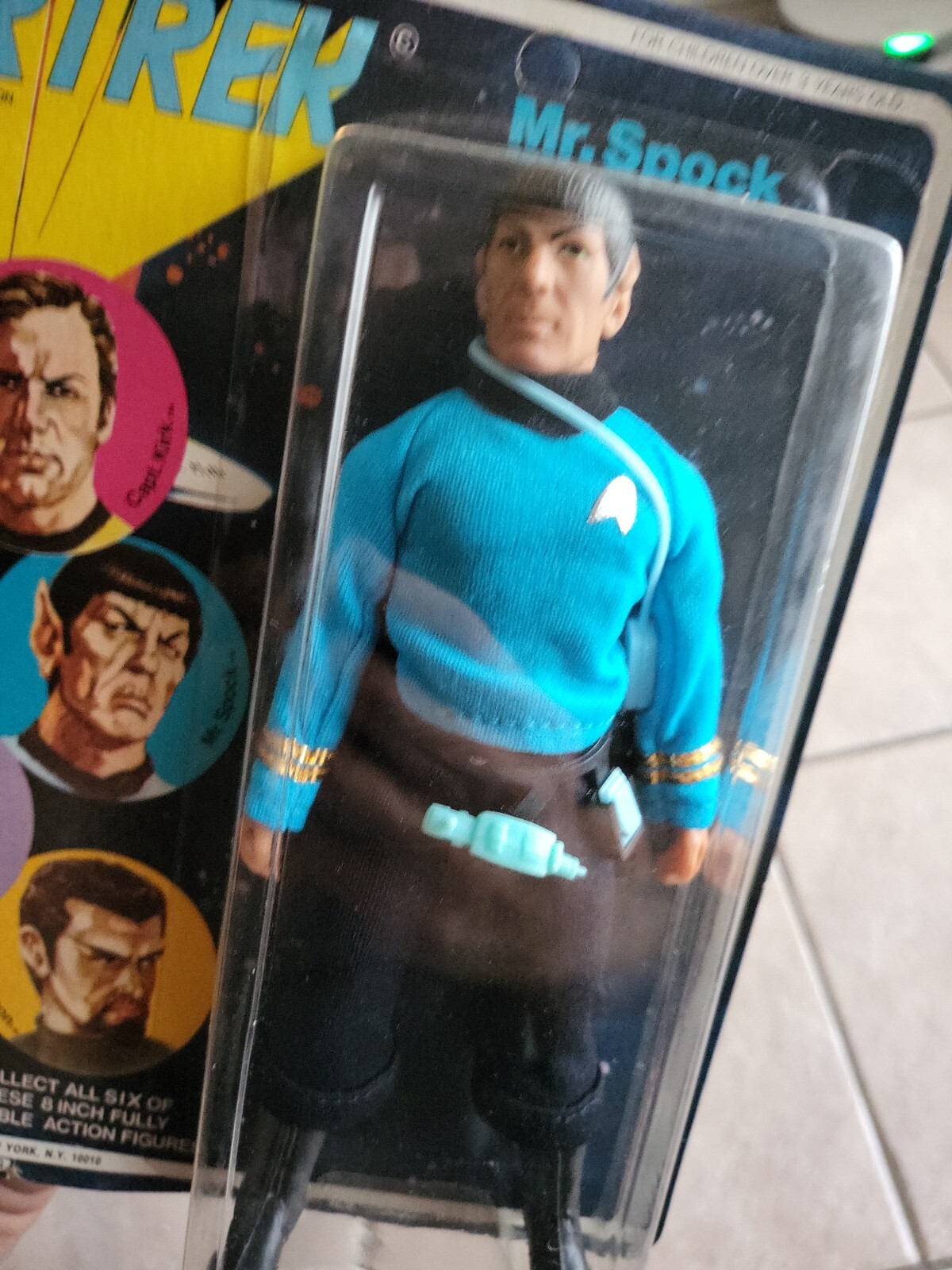 1974 MEGO STAR TREK MR. SPOCK 6 IMAGE FRONT BLUE NAME RARE MOC #51200/2 ...
