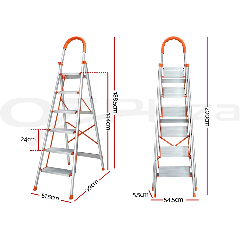 Giantz 6 Step Ladder Multi-Purpose Folding Aluminium Light Weight ...