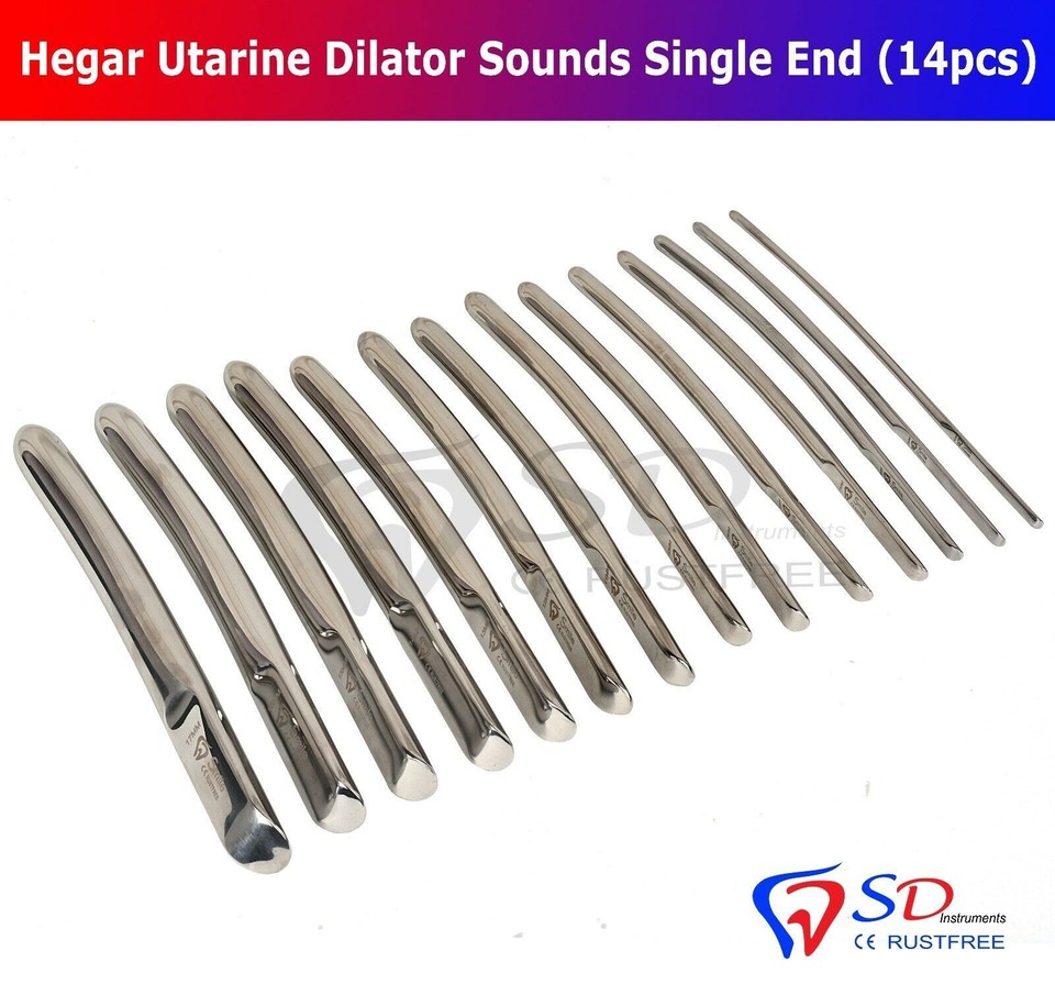 Hegar Utarine Dilator Sounds Single End 14PCS OB/Gyn Metal 4mm to 17MM ...