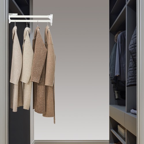 220lbs Pull Out Clothes Hanger Rod Adjustable Wardrobe Clothing Rail ...