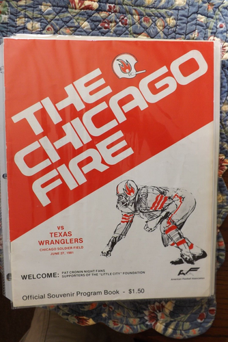 1981 Chicago Fire AFA v Dallas TX Wranglers Semi-pro Football Program ...