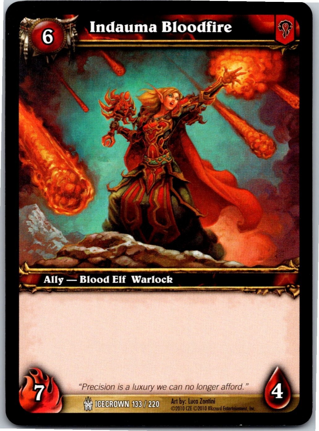 World of Warcraft Card Game Indauma Bloodfire 133/220 Icecrown CCG TCG ...