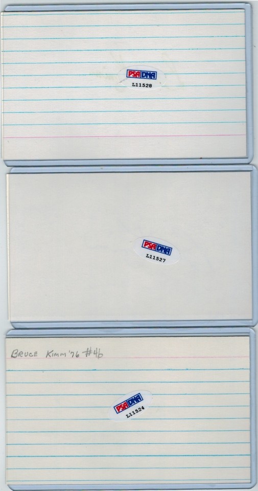(3) BRUCE KIMM INDEX CARD SIGNED 1976-80 TIGERS CUBS WHITE SOX PSA/DNA ...