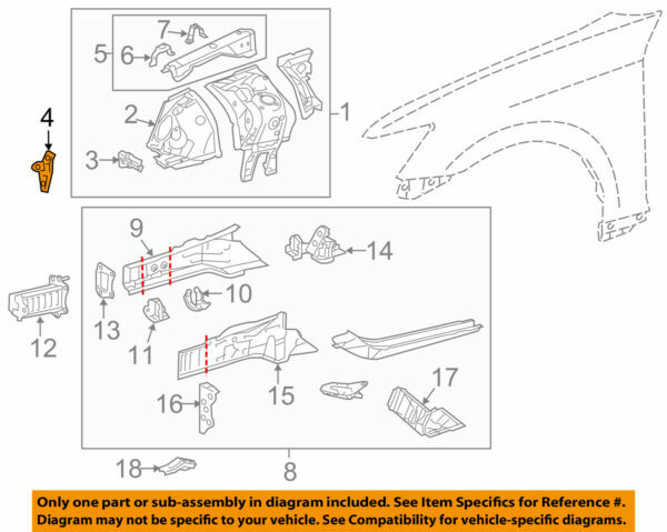 53838-53030 Toyota Bracket, front side panel, no.2 lh 5383853030, New ...