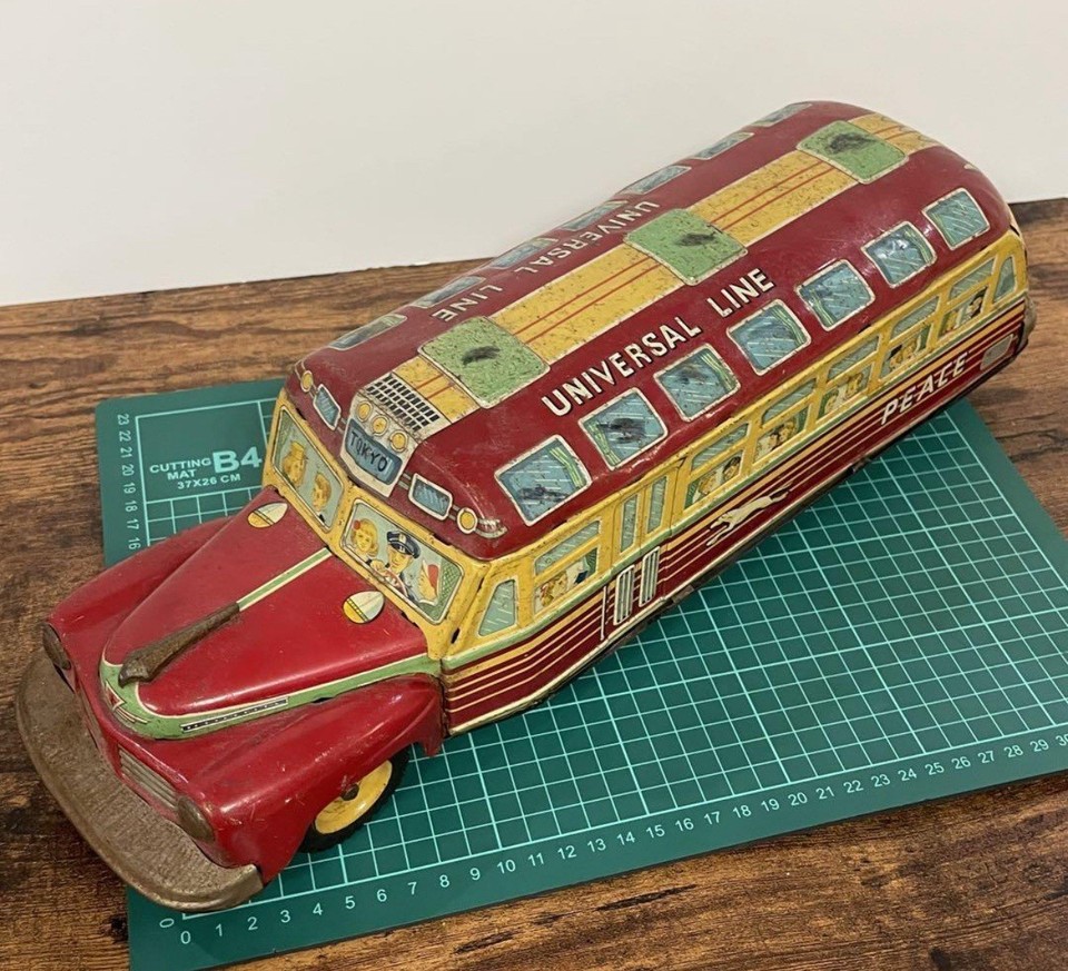 Showa Retro Tin Bonnet Bus PEACE Toy Mini Car Bus | eBay