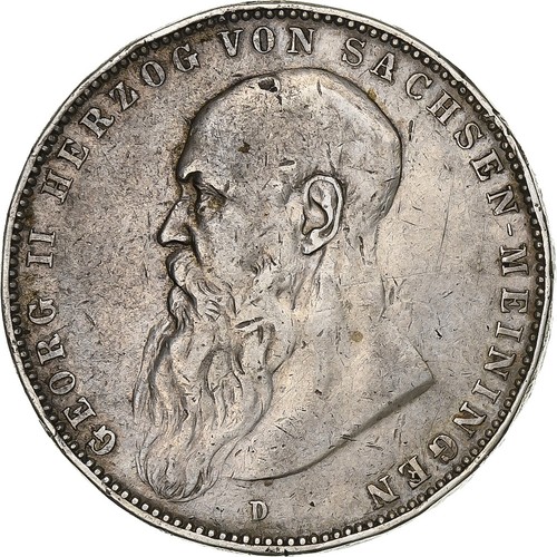 [#1201190] German States, SAXE-MEININGEN, Georg II, 5 Mark, 1908 ...