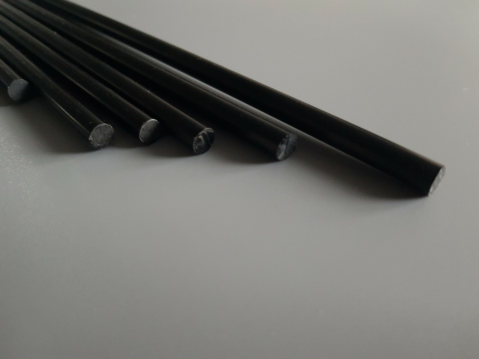 PVC Plastic Round bar Black 6mm Rod 50mm up to 1000mm (1 Metre) Long ...