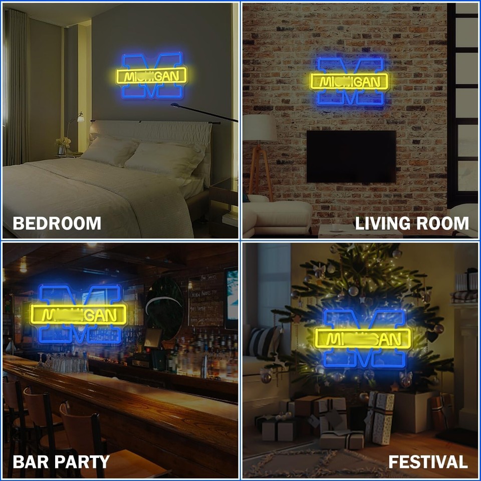 Michigan Neon Sign Football LED Signs Michigan Neon Lights for Man Cave ...
