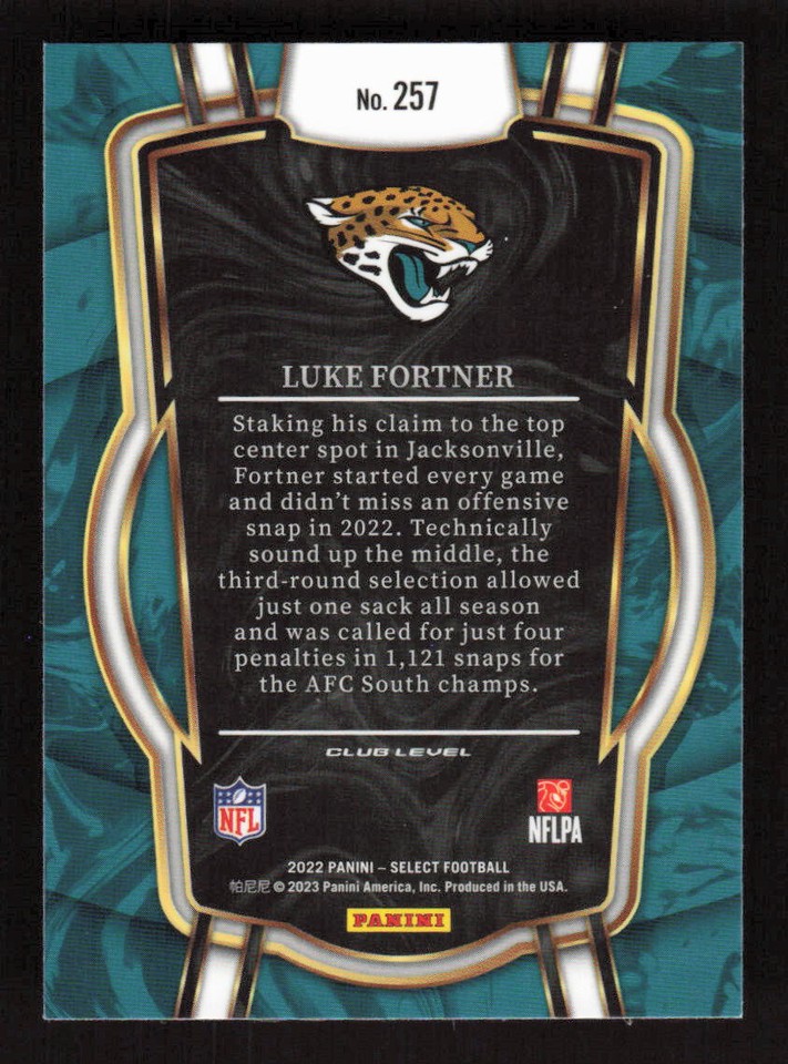 2022 Panini Select Club Level Luke Fortner #257 Rookie RC | eBay