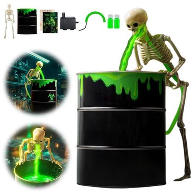 Halloween Decorations Vomiting Skeleton With Black And Bucket Scary ...