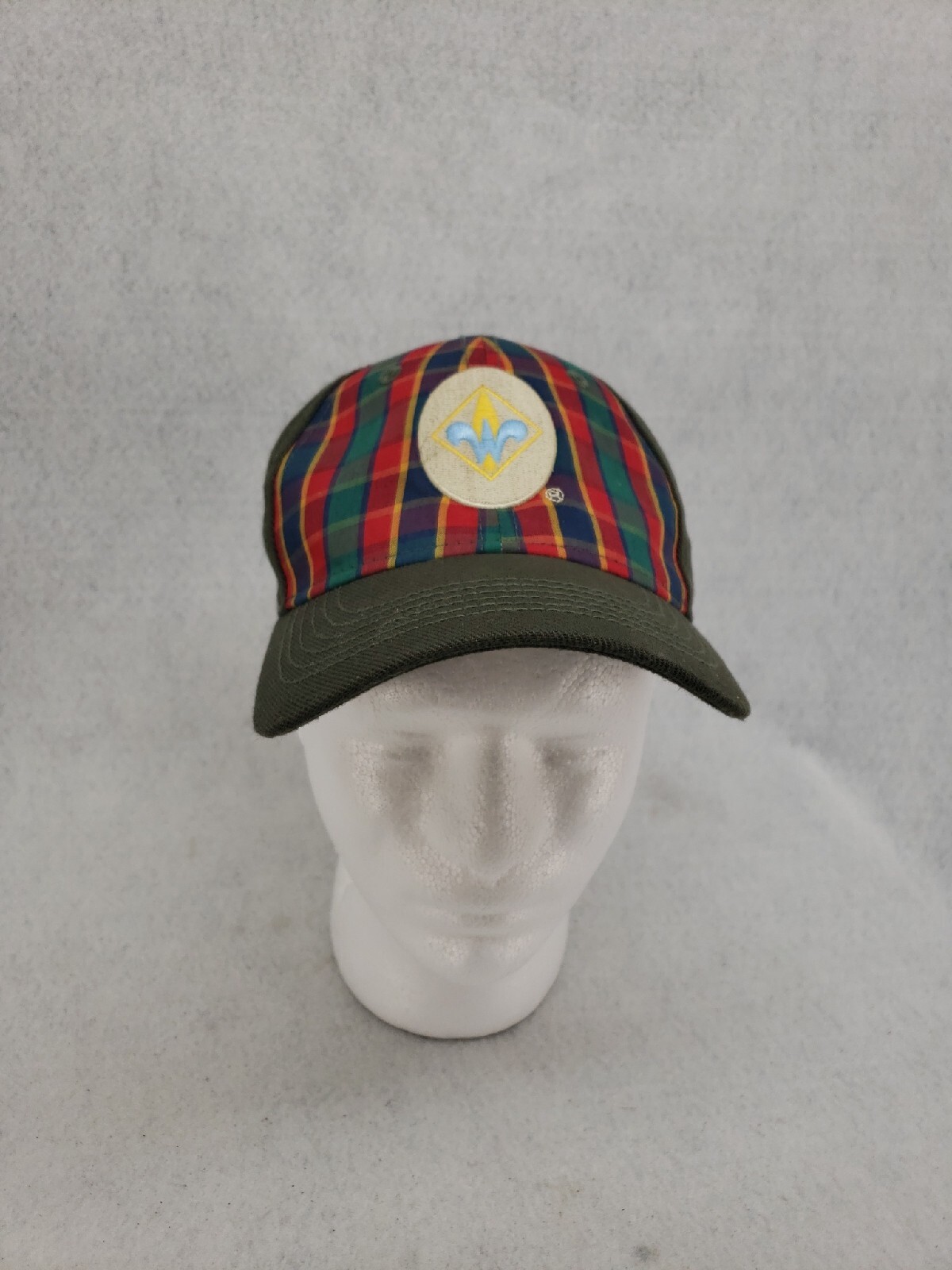BSA Boy Scouts of America Plaid Green Youth S/M Ball Cap Hat Fitted ...