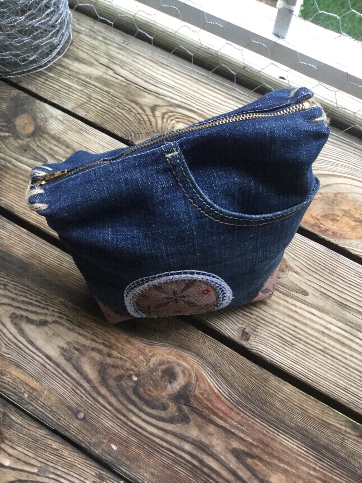 Upcycled Reinvented Repurposed Denim Jeans Purse Cosmetic Bag Accessory ...