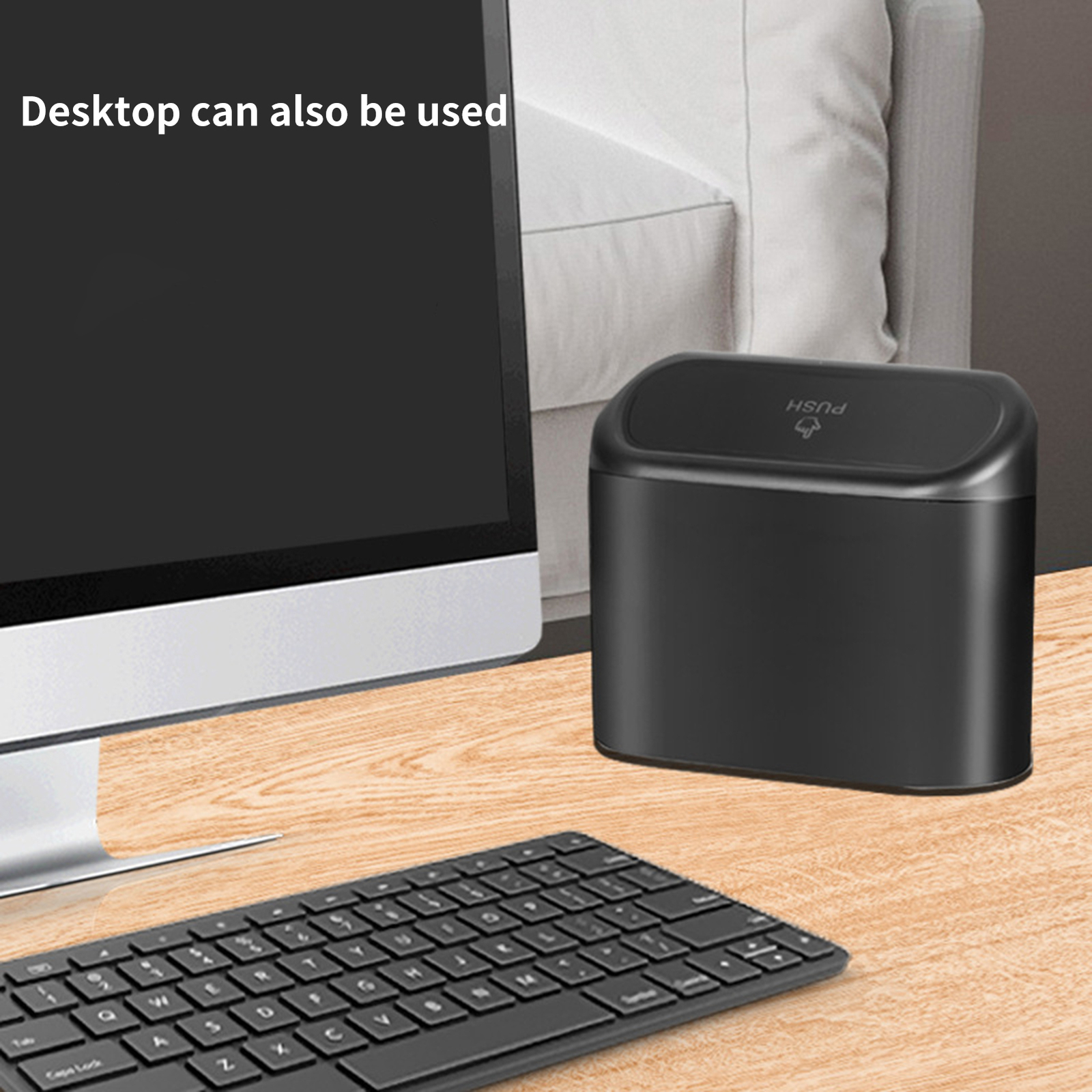 Desktop Waste Bin Flip-up Lid Interior Car Trash Bin Hanging Garbage ...