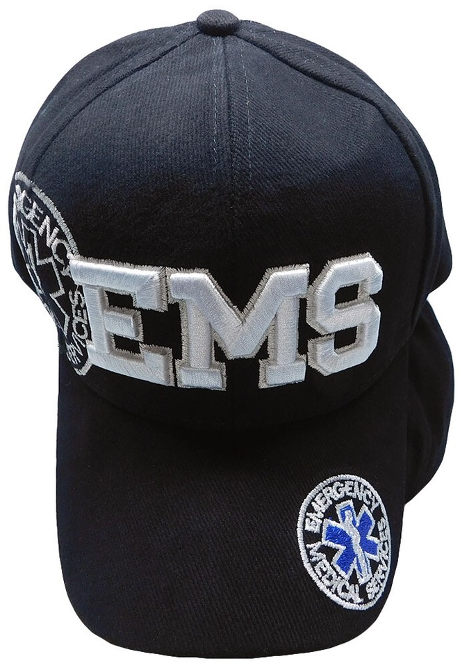 Black EMS Emergency Medical Service White Shadow Embroidered Cap Hat | eBay