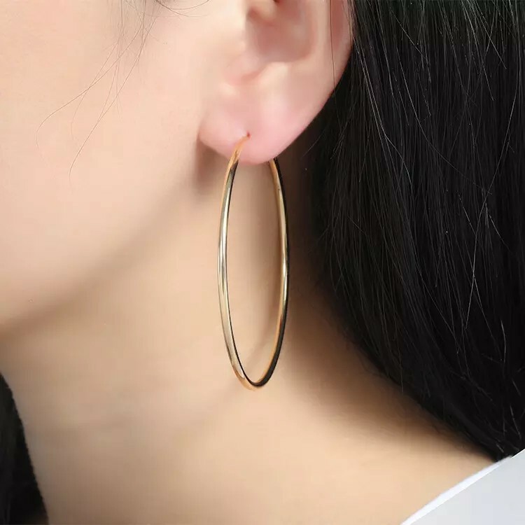 18k Layered Real gold filled endless Round Hoop Earring 30mm | eBay