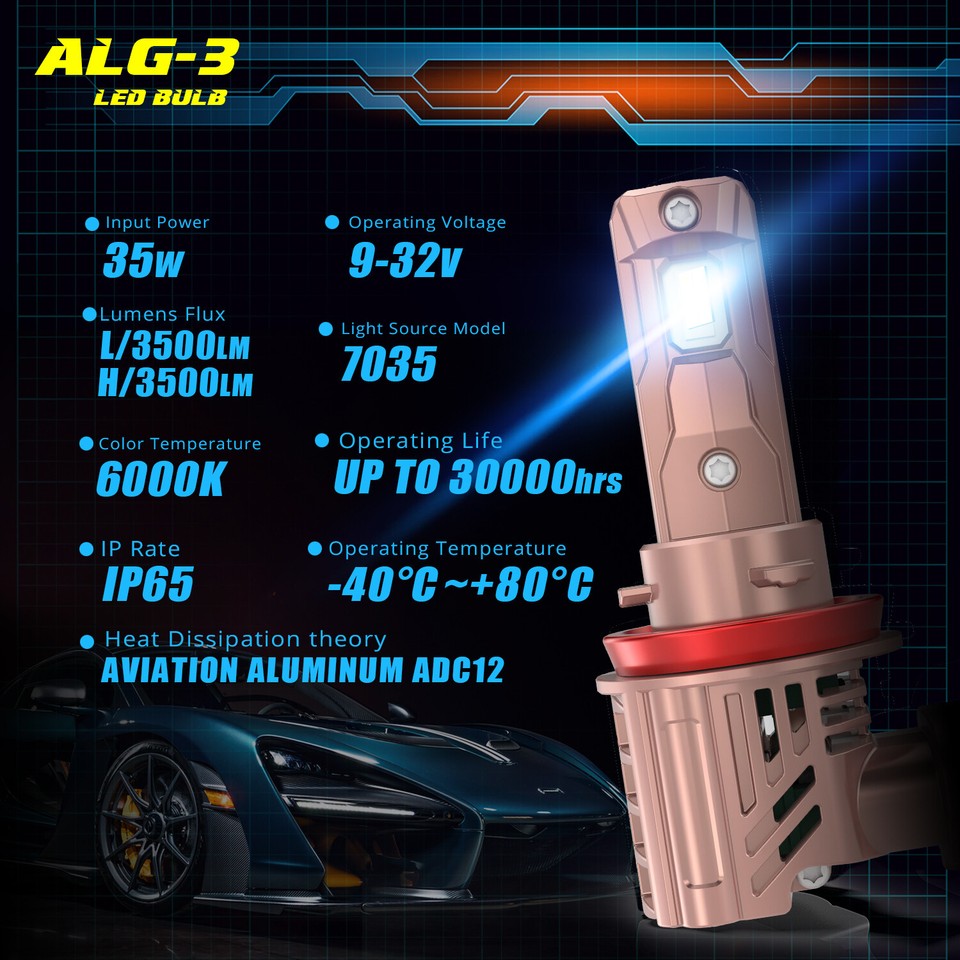ALLA Plug & Play ALG-3 LED Headlight Bulbs H7 H11 9005 9006 Headlamps ...