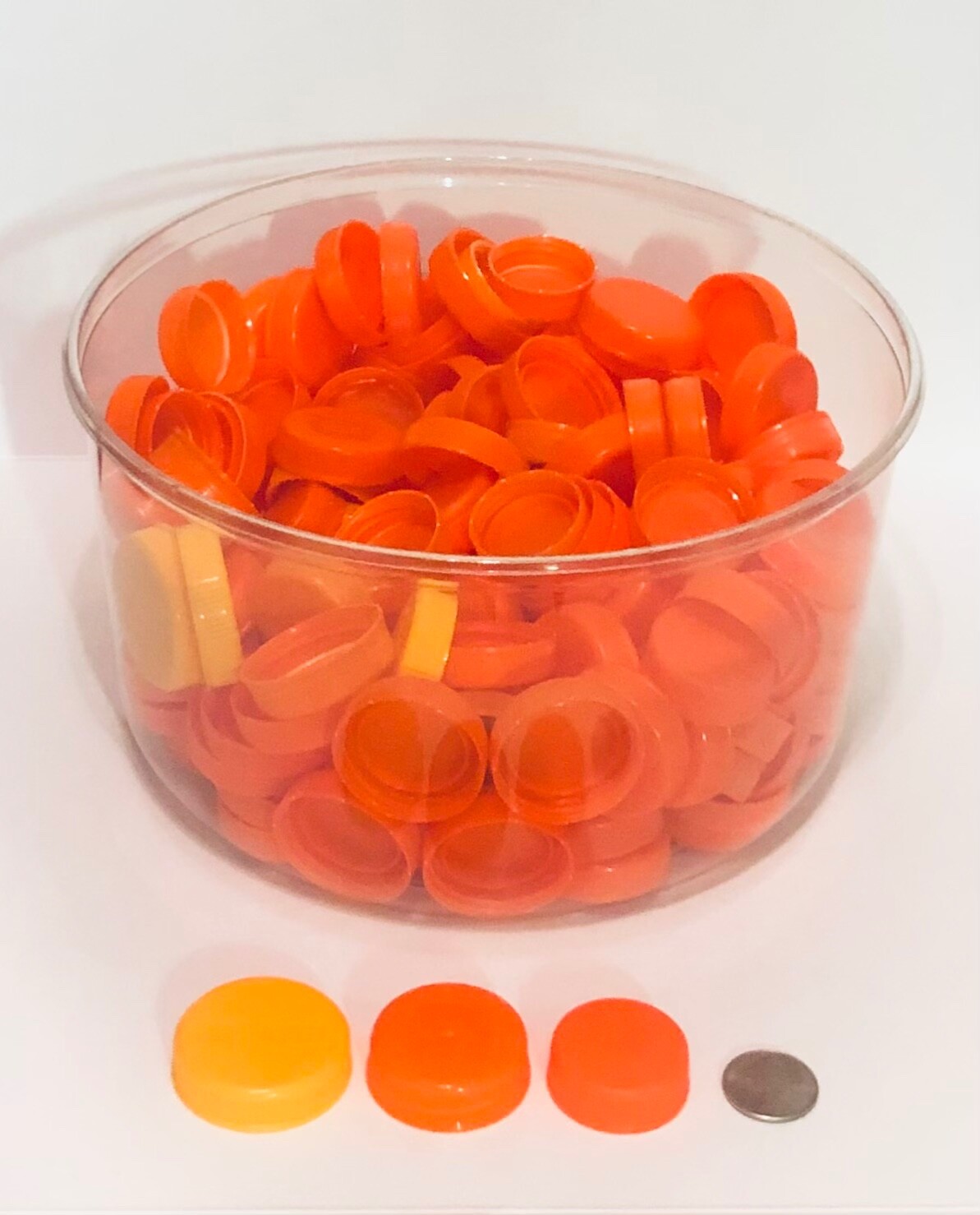 Lot of 100 Orange Plastic Bottle Caps Lids Screw Great for DIY Arts ...