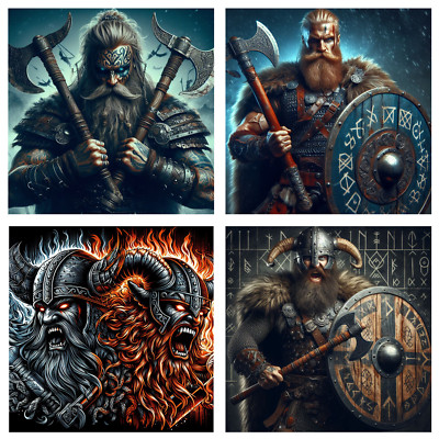 Wikinger Krieger - Nordisches Berserker Walhalla Wandbild - Poster oder ...