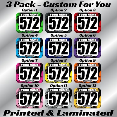 ATV Number Plate Decal Stickers Custom Name Motocross Race MX SX ATV ...