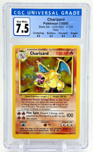 CGC 7.5 Charizard Base Set 4/102 Holo Rare Unlimited Pokémon TCG w ...