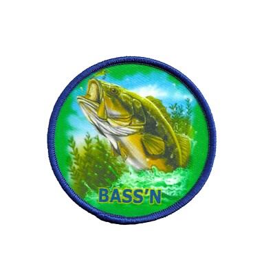 Bass Fishing Patch Dye Sublimation Iron on Applique Handmade Merrow ...