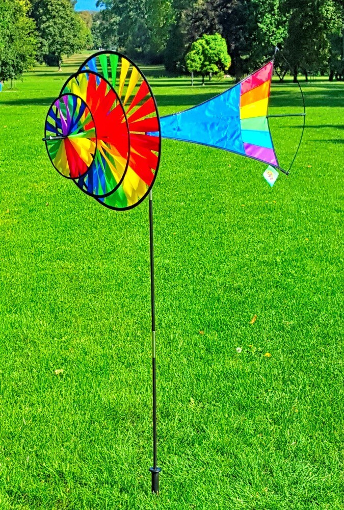 Wind Game Wheel Garden Decoration Large Mill Three Colorful | eBay