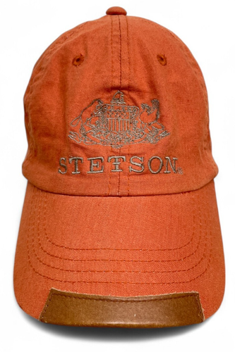 Stetson Embroidered Logo Baseball Cap Hat Mens One Size Orange Leather ...