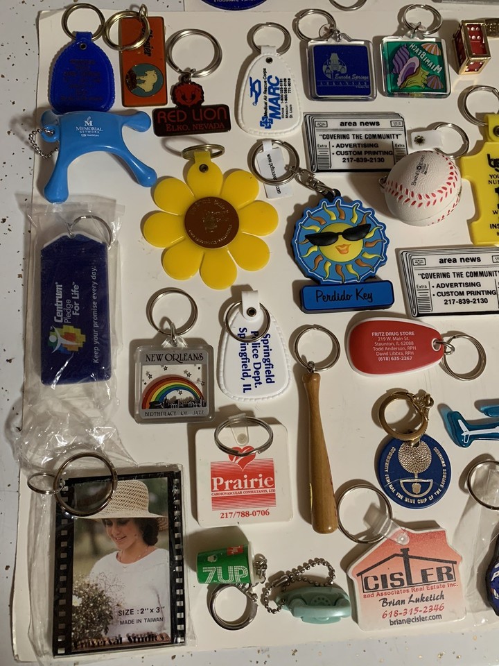 Lot of 70 Different Vintage to New Keychains Key Ring Collection All ...