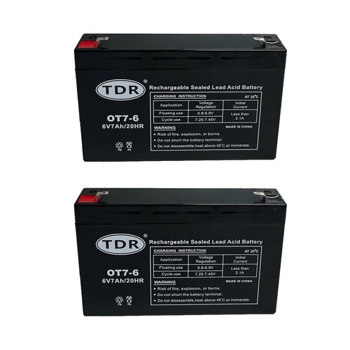 2 x 6V 7Ah Sealed Lead Acid Battery F1 4.8mm Terminals Replace NP7-6 ...