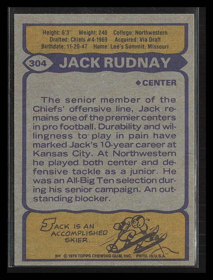Jack Rudnay 1979 Topps #304 Kansas City Chiefs | eBay