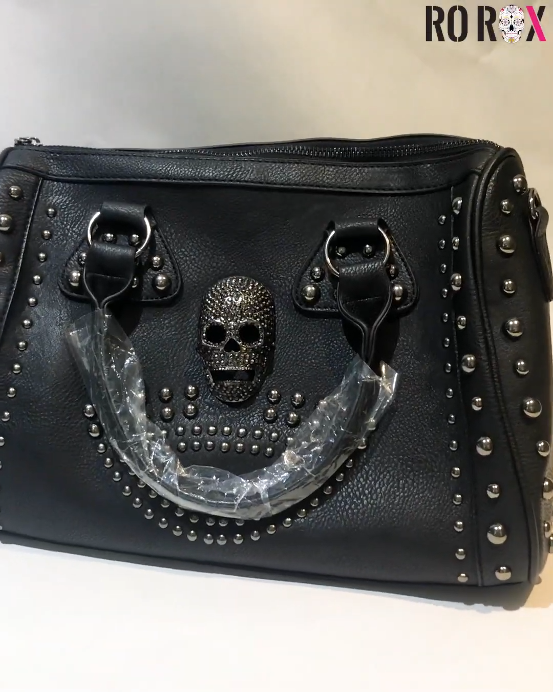 Ro Rox Rogue Large Studded Skull Gothic Faux Leather Duffle Bag | eBay UK