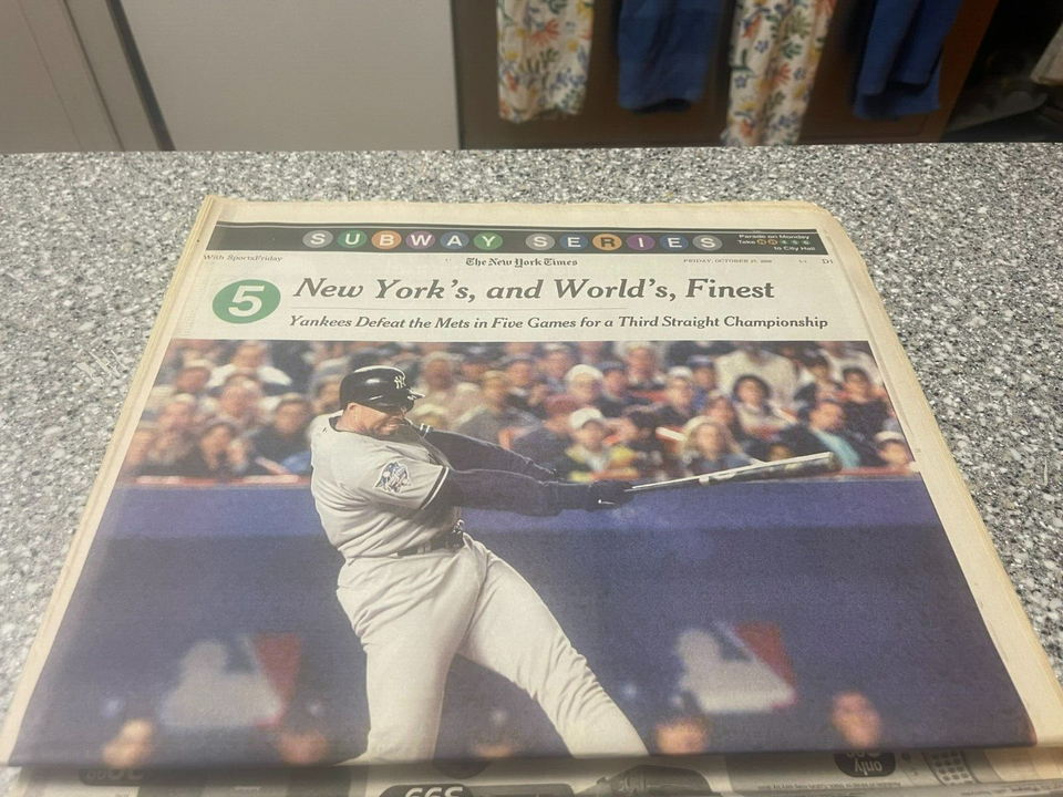 New York Yankees WIN Oct, 27, 2000 World Series New York Times ...