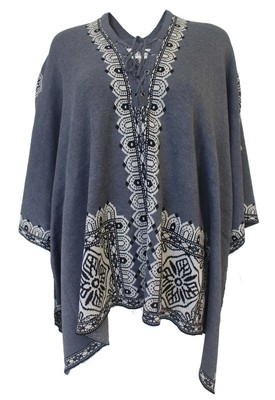 Italian Lagan look festival baggy lace up printed poncho top plus size ...