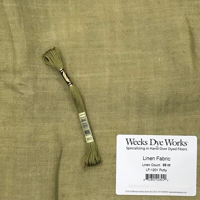 Weeks Dye Works hand dyed linen 32 count Putty olive grn cross stitch ...