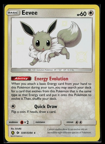 Pokemon Card - Eevee Hidden Fates Shiny Vault SV41/SV94 Shiny Holo Rare ...