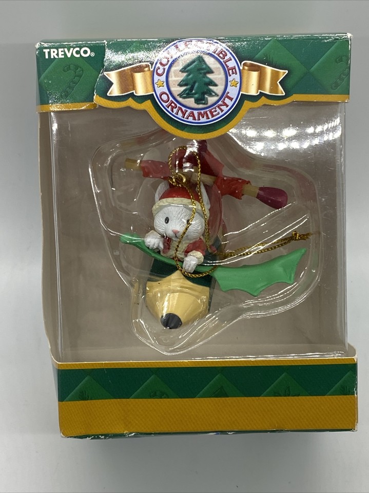 Vintage 1990s Trevco Merry Christmas Teacher Ornament Mouse on Pencil ...
