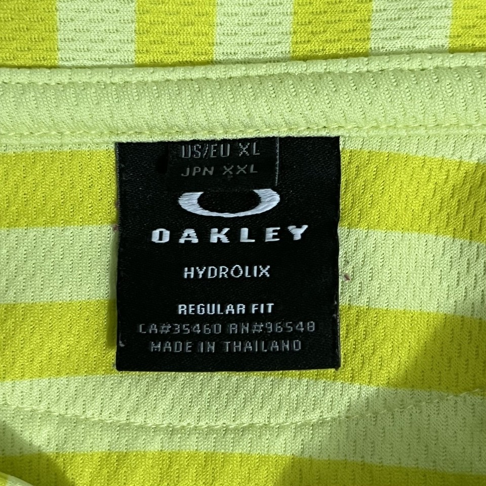 Oakley Step Shade Stripe RC PO Sunny Lime Golf Polo Hydolix Shirt Size ...