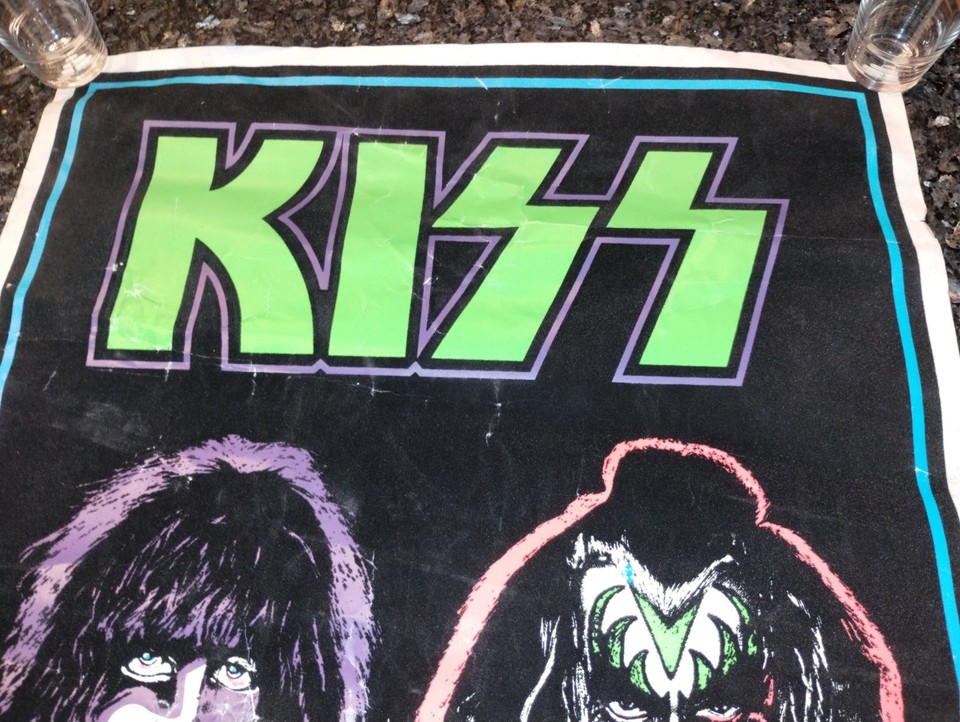 KISS 1995 FOUR FACES Vintage Black Light Poster Winterland Funky Ace ...