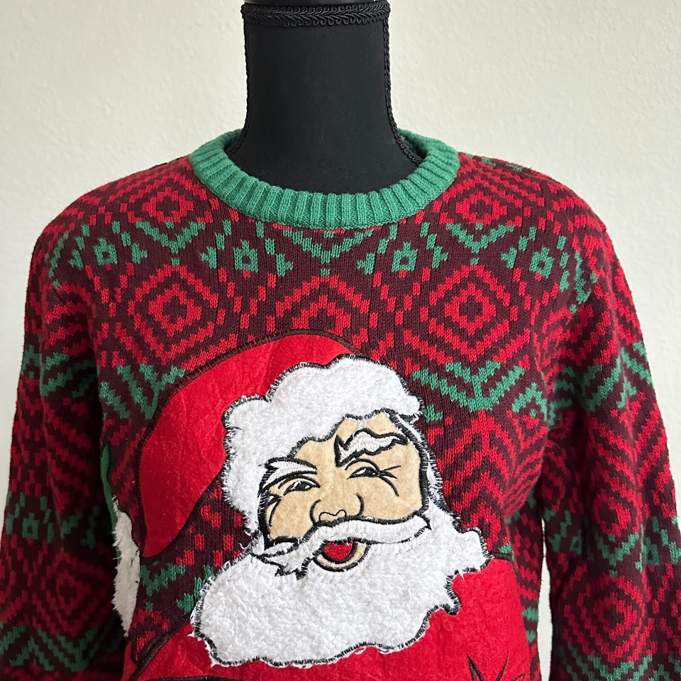 33 Degrees Ugly Christmas Sweater Mens Small Knit Pullover Santa Clause ...