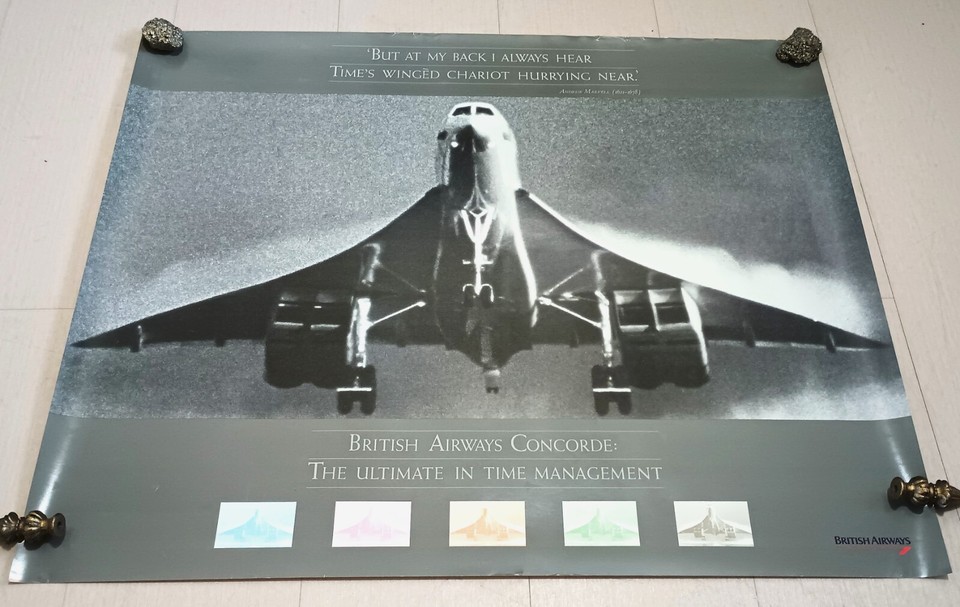 ORIG. AUTHENTIC BRITISH AIRWAYS CONCORDE POSTER w/ANDREW MARVELL QUOTE ...