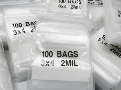 3x4 White Block Reclosable Bags 2mil Writeable 3x 4" Poly Baggies 500 ...