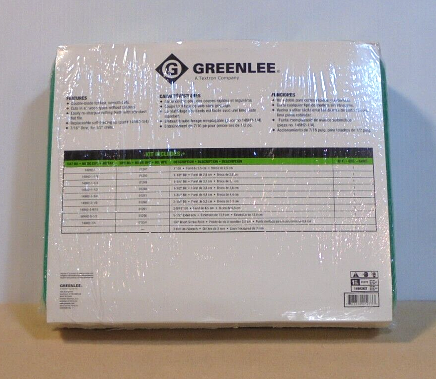 Greenlee Wood Boring Drill Bits Self-feed E-z Bore Contractor's Kit ...