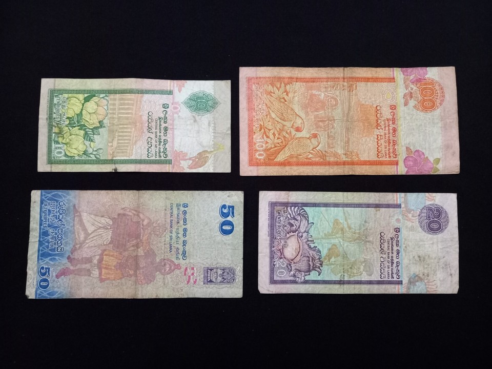 SRI LANKA 10 + 20 + 50 + 100 RUPEES Banknotes - Circulated / Damaged | eBay