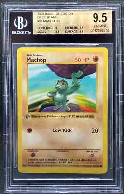 1999 Pokemon Game 1st Edition Grey Stamp 52 Machop BGS 9.5 | eBay