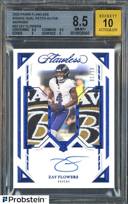 2023 Flawless Sapphire Zay Flowers RPA RC Dual Team Logo Patch AUTO /10 ...