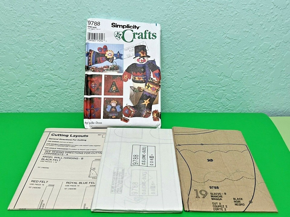 Simplicity Christmas Snowman Angel Felt Applique Crafts Pattern 9788 ...