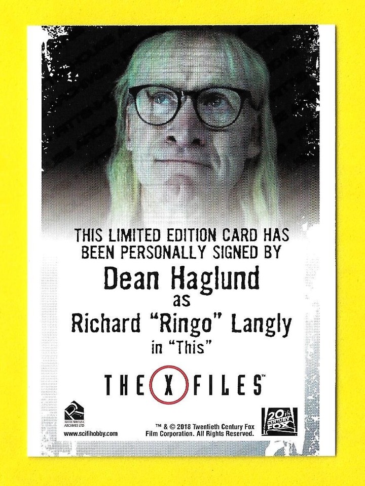 2018 The X-Files Seasons 10 and 11 Autograph Dean Haglund as Ringo ...