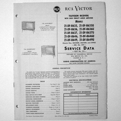 RCA ® Models 21-DF-8635 -U -8638 -U -8637 -8646 -8649 TV Service Manual ...