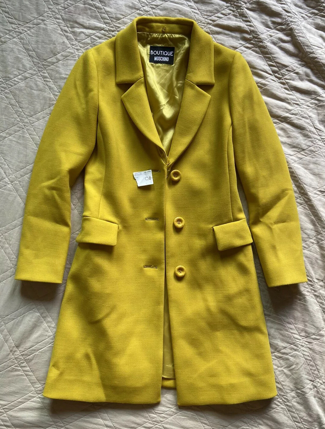 Boutique Moschino⚡️{$1,995} Yellow twill single breasted overcoat size ...